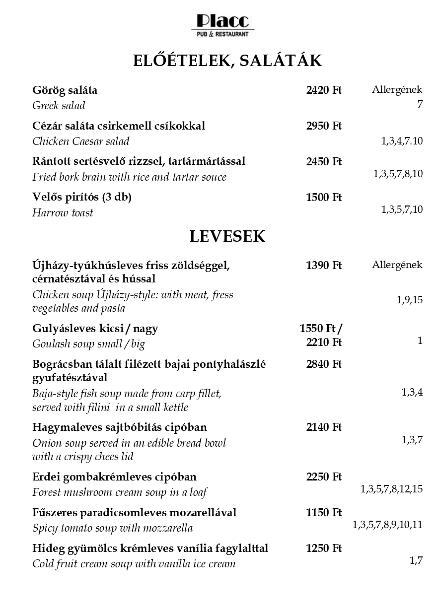 Placc Étterem Székesfehérvár - Hovamenjek.hu