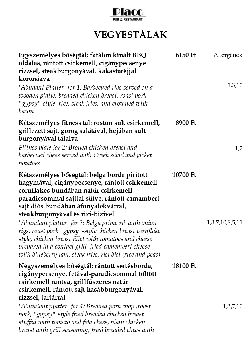 Placc Étterem Székesfehérvár - Hovamenjek.hu